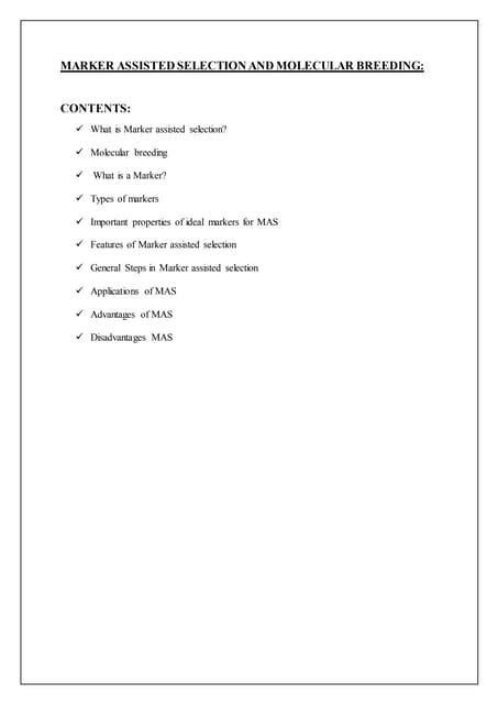 Molecular Marker and It's Applications | PPTX