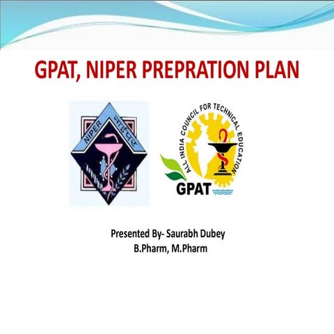 GPAT, NIPER PREPRATION PLAN B.Pharm, M.Pharm, Pharmacy | PDF