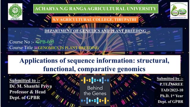 Applications Of Sequence Information Structural Functional Comparative