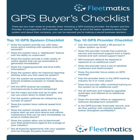 GPS Buyer's Checklist | PDF