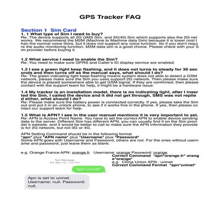 Gps tracker FAQ | PDF