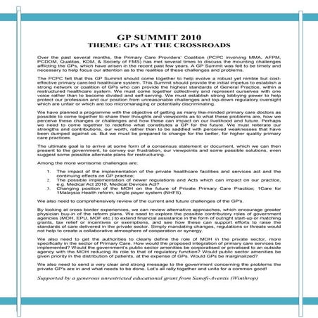 Gp summit 2010 programme | PDF