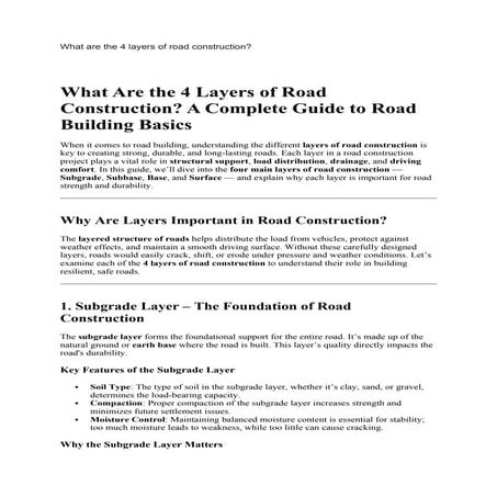 Stages Of Road Construction: Step by Step | PDF