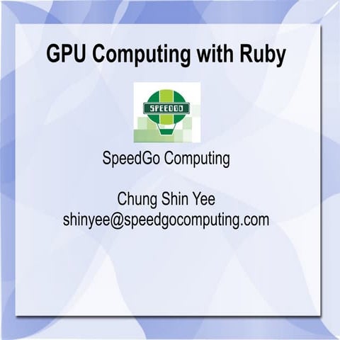 Gpu Computing With Ruby Pdf Operating Systems Computer Software And Applications