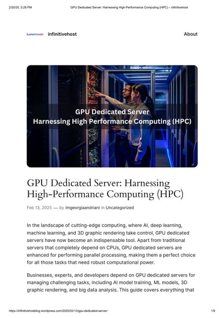 GPU Dedicated Server Harnessing High-Performance Computing (HPC) | PDF GPU Dedicated Server Harnessing High-Performance Computing (HPC) | PDF
