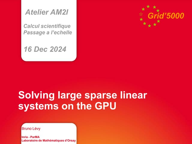Solving Large Sparse Linear Systems On The Gpu Ppt