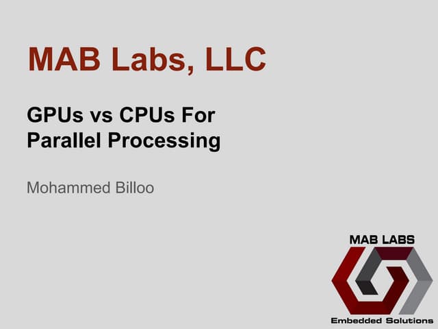 GPUs vs CPUs for Parallel Processing | PDF GPUs vs CPUs for Parallel Processing | PDF