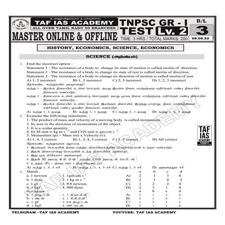 GR - I TAF MASTER TEST BATCH LEVEL - 2 (TEST - 3) BILINGUAL WITHOUT ANS ...