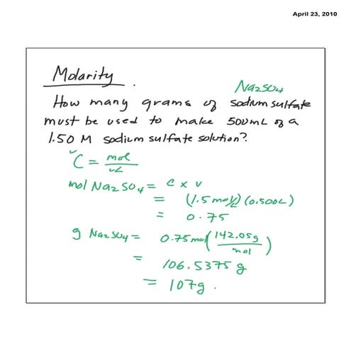 Gr11 apr23 molarity calc | PDF