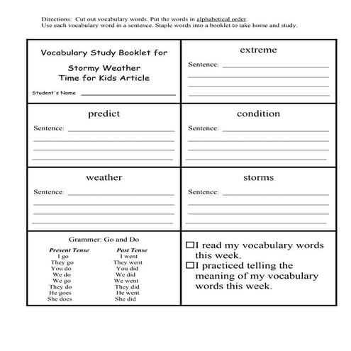 Gr1 unit4 vocabularystudybook-stormyweather | PDF
