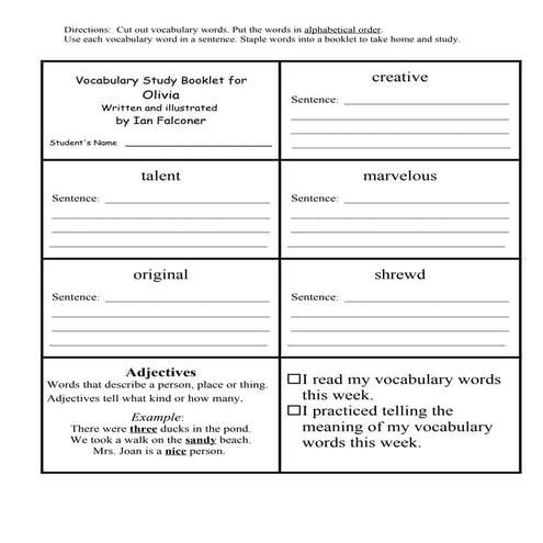 Gr1 unit5 vocabularystudybook-olivia | DOC