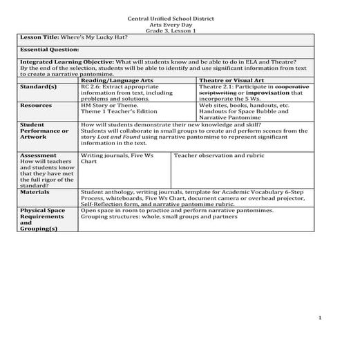 Gr 3 lesson 1 theatre | PDF