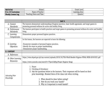 Physical Education and Health Grade 4 for Matatag Curriculum | PPTX