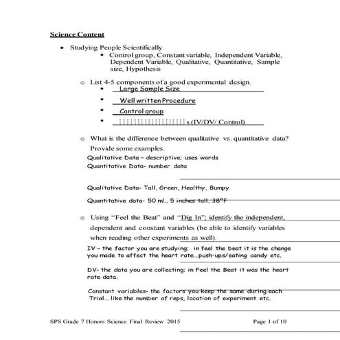 Gr 7 honors science final review 2015 filled in | DOCX | Lung and ...