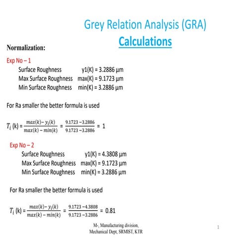 Grey Relational Analysis Of Multi Objective Problem Pptx