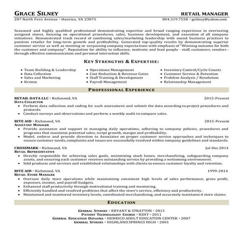 Grace silney revised-resume2 | DOCX | Retail Industry | Industries
