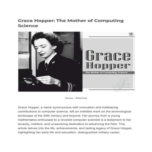 Grace Hopper: The Mother of Computing Science | CIO Women Magazine | PDF