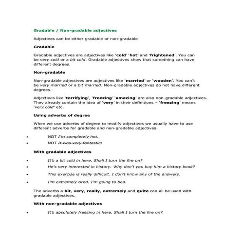 Gradable Non-gradable adjectives | DOC