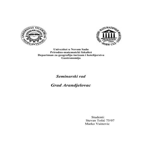 Grad arandjelovac geografija | PDF