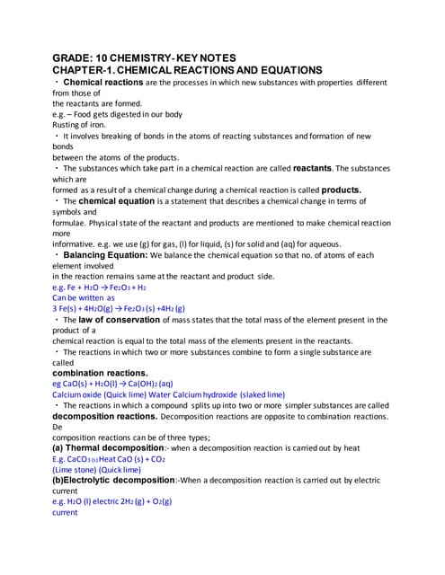 Chemical reactions and equations class 10 CBSE | PPTX