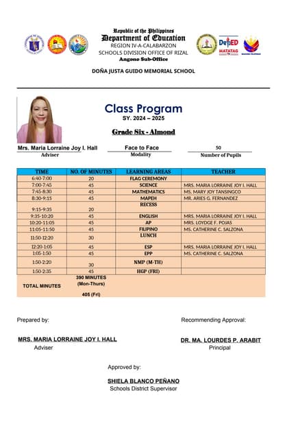 MATATAG CLASS-PROGRAM-GRADE-5-AND-6-edited.docx | Professional School ...