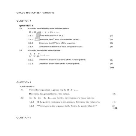 GRADE 10 MATHS NUMBER PATTERNS QUESTIONS.pdf