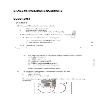 GRADE 10 PROBABILITY QUESTIONS (EXAM PAPER BASED ) .pdf