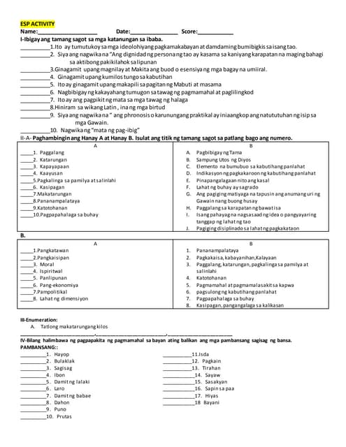 Esp 2 activity sheet q4 w1 | DOCX
