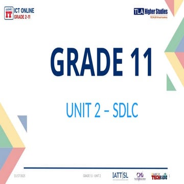 GRADE 11 - Unit 2 - Software Development Life Cycle | PPTX