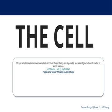 Comprehensive Grade 11 Biology Presentation on Cell Theory and ...
