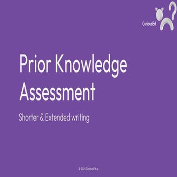 Grade 11 English – Prior Knowledge Assessment - CuriousEd | PDF