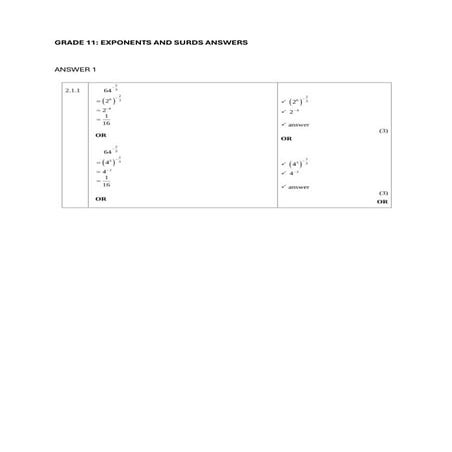 GRADE 11 EXPONENTS AND SURDS ANSWERS.pdf