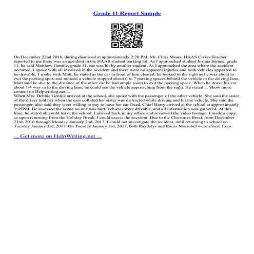 Grade 11 Report Sample | PDF