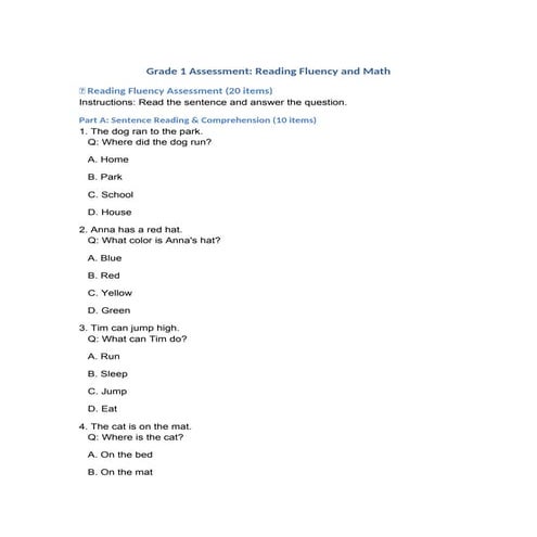 Grade 1 Assessment Docx Elemenart R Rade Docx
