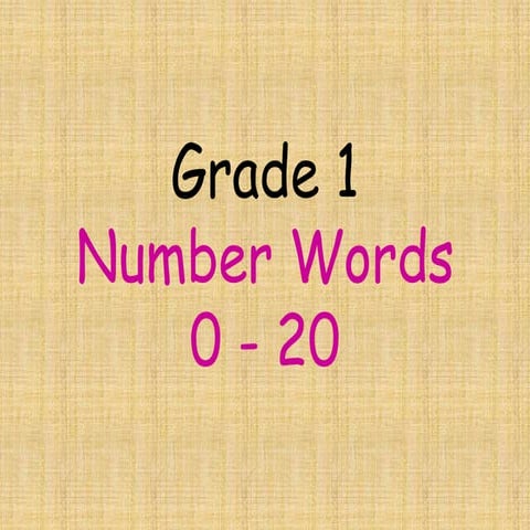 Grade 1 number words | PPTX