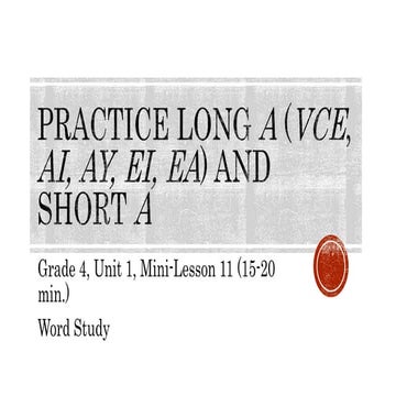 Grade 4, unit 1, week 1, mini lesson 11 | PPTX