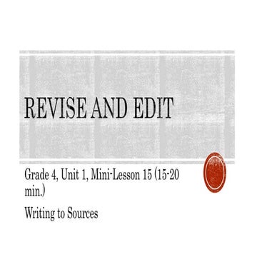 Grade 4, unit 1, week 1, mini lesson 15 | PPTX | Homework and Study ...