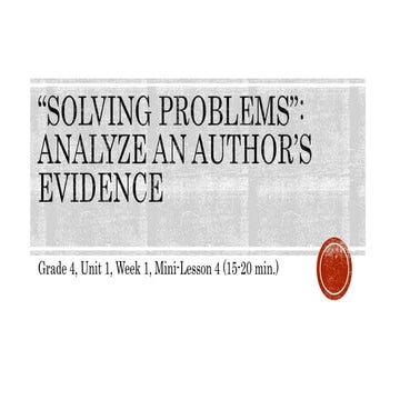 Grade 4, unit 1, week 1, mini lesson 4 | PPTX | Education