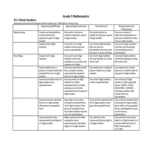 Grade 5 math_rubrics (2) | PDF