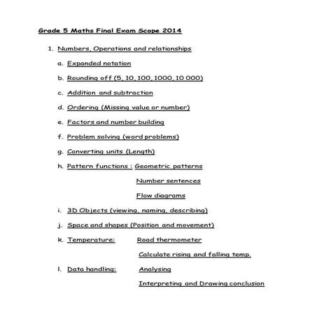 Grade 5 maths | DOCX