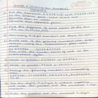 CBSE Grade 6 Knowing Your Numbers Worksheet (MK) | PDF