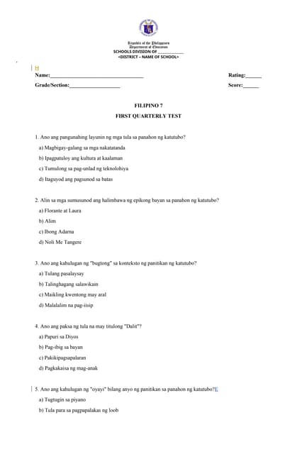 Matatag Curriculum Grade 7 Filipino 2024 | PPT