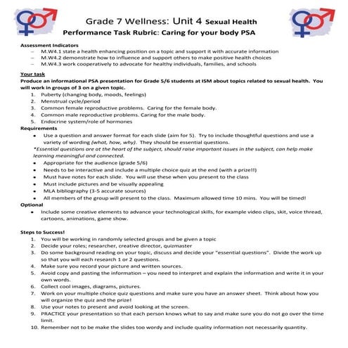 Grade 7 unit_4_caring for your body psa | DOCX