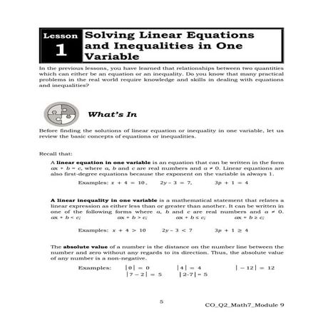 Contextualized Lesson Plan in Math 7 Linear Equation in One Variable | DOCX