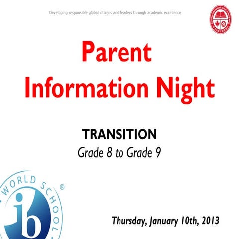 Grade 8 Parent Info Night - Jan 10/13 | PPT | Free Download