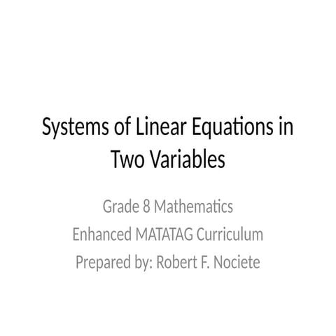 Solving systems of Linear Equations | PPT