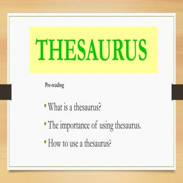 USING A THESAURUS english grammar help slide | PPTX