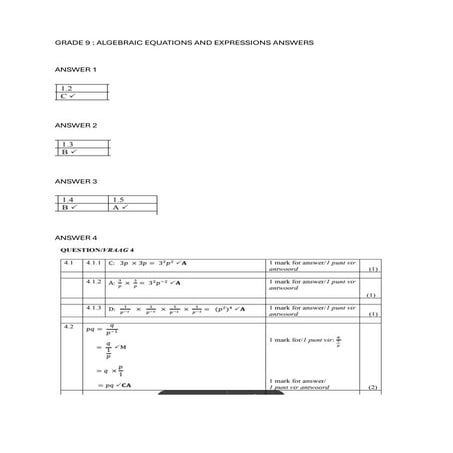 GRADE 9 ALGEBRA ANSWERS FOR PRACTICE QUESTIONS.pdf