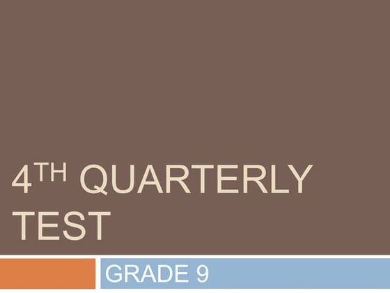 4th Quarter Period Grade 10 Science Pptx