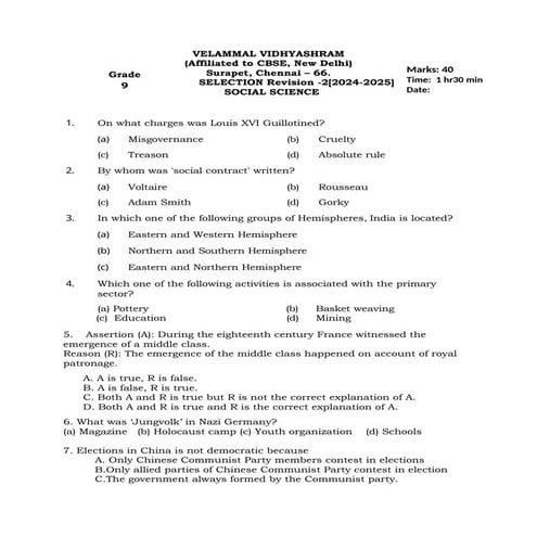 Grade 9 Selection Exam -Revision 2 questions useful .docx